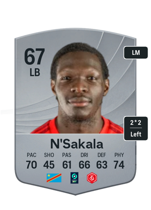 Fabrice N'Sakala EA FC26 Silver Common - rated 67