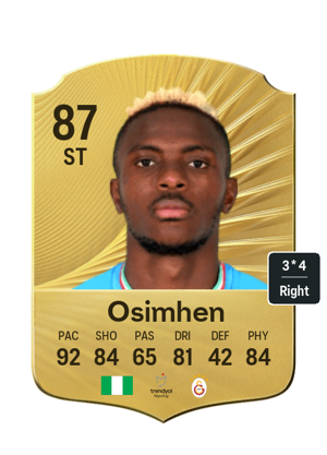 Victor Osimhen EA FC26 Gold Rare - rated 87