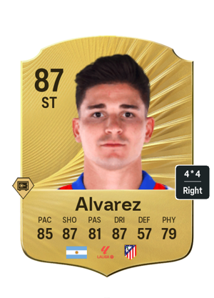 Julian Alvarez EA FC26 Gold Rare - rated 87