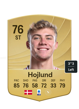 Rasmus Hojlund EA FC26 Gold Common - rated 76