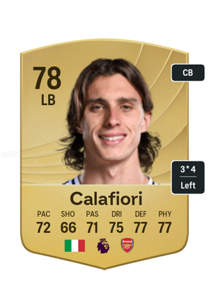 Riccardo Calafiori EA FC26 Gold Common - rated 78