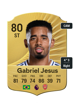 Gabriel Jesus EA FC26 Gold Rare - rated 80