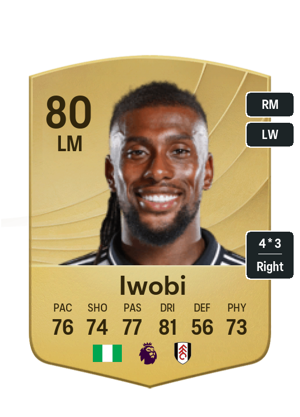 Alex Iwobi EA fc26 Gold Common - rated 80