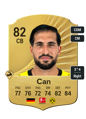 Emre Can EA FC26 Gold Rare - rated 82