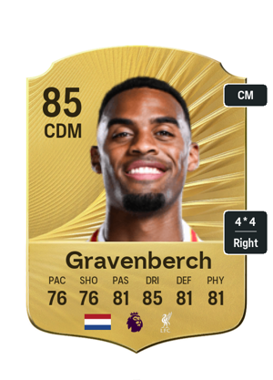 Ryan Gravenberch EA FC26 Gold Rare - rated 85