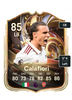 Riccardo Calafiori EA FC26 Ratings Reload - rated 85