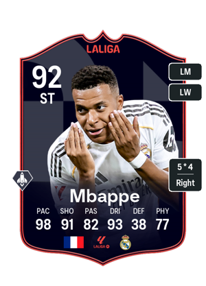 Kylian Mbappe EA FC26 POTM La Liga - rated 92