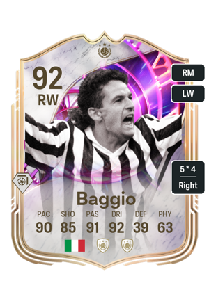 Roberto Baggio EA FC26 Time Warp Icon - rated 92