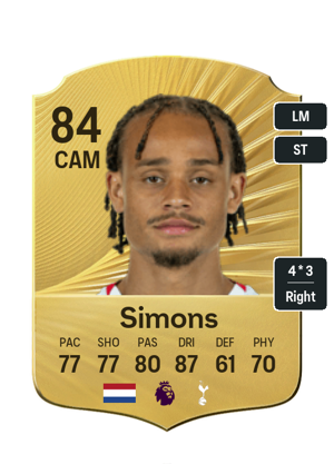 Xavi Simons EA FC26 Gold Rare - rated 84
