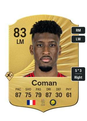 Kingsley Coman EA FC26 Gold Rare - rated 83