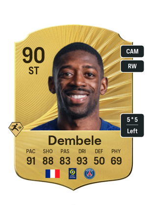 Ousmane Dembele EA FC26 Gold Rare - rated 90