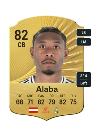 David Alaba EA fc26 Gold Rare - rated 82
