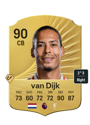 Virgil van Dijk EA FC26 Gold Rare - rated 90
