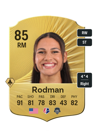 Trinity Rodman EA FC26 Gold Rare - rated 85