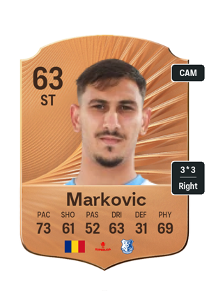 Jovan Markovic EA FC26 Bronze Rare - rated 63
