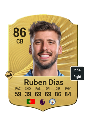 Ruben Dias EA fc26 Gold Rare - rated 86